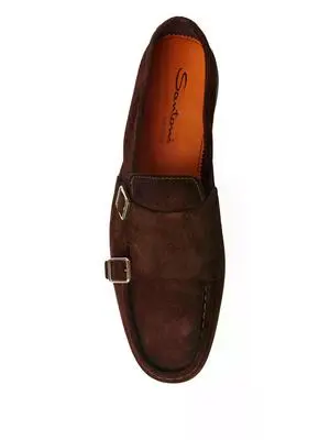 Santoni Double-buckle Suede Loafers