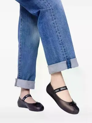 Melissa Sophie Fem Bow-detail Ballet Flats - Black