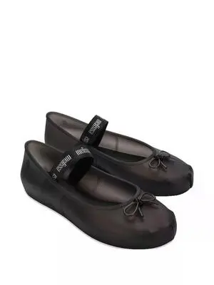 Melissa Sophie Fem Bow-detail Ballet Flats - Black