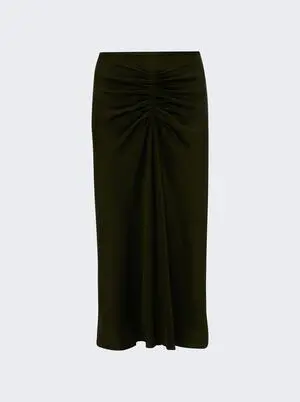 Victoria Beckham Gathered Waist Midi Skirt - Green