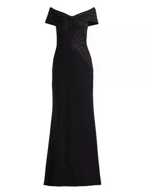 Tadashi Shoji Off-shoulder Panelled Gown
