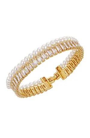 Vince Camuto Pearl And Crystal Bracelet - 14k Gold Plated