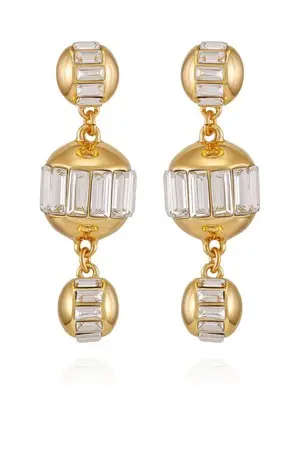 Vince Camuto Crystal Sphere Drop Earrings - Gold Tone