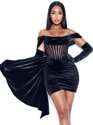 MISS CIRCLE NEW YORK Irisa Draping Off-shoulder Corset Dress