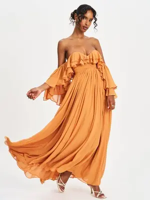 MISS CIRCLE NEW YORK Kaela Off-shoulder Chiffon Maxi Dress
