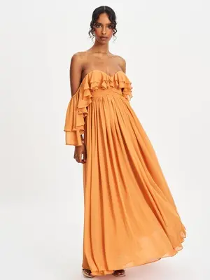 MISS CIRCLE NEW YORK Kaela Off-shoulder Chiffon Maxi Dress