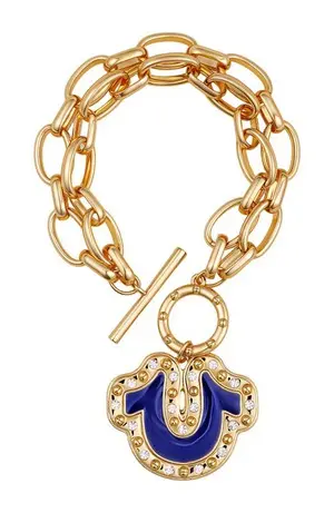 True Religion Toggle Bracelet With Horseshoe Charm - Goldtone
