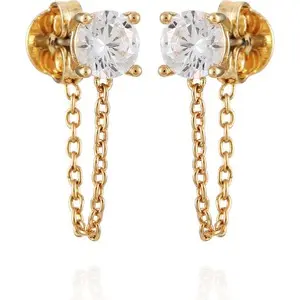 Vince Camuto Cubic Zirconia Chain Jacket Earrings - 14k Gold Plated