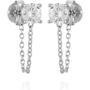Vince Camuto Cubic Zirconia Chain Jacket Earrings - Silver Tone