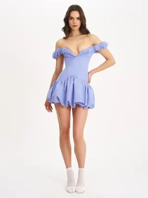 MISS CIRCLE NEW YORK Off Shoulder Bubble Hem Mini Dress