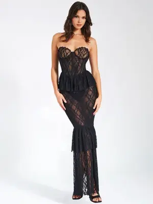 MISS CIRCLE NEW YORK Quennell Lace Corset Maxi Dress