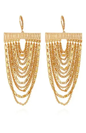 True Religion Cascading Chain Earrings - Goldtone