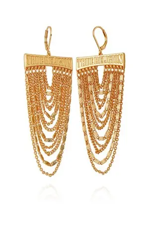 True Religion Cascading Chain Statement Earrings