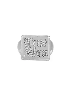 True Religion Logo Square Ring - Silvertone