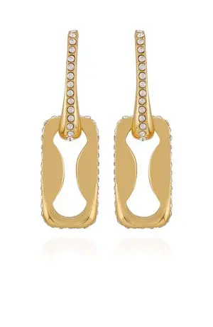 Vince Camuto Interlocking Link Drop Earrings With Crystal Pave - Gold Tone