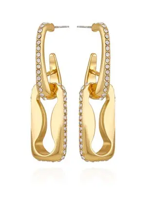 Vince Camuto Interlocking Link Drop Earrings With Crystal Pave - Gold Tone