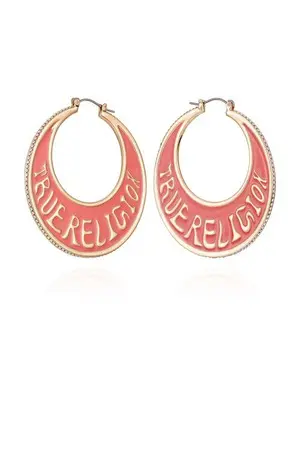 True Religion Logo Hoop Earrings - Rosegoldtone