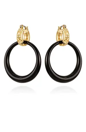 TRUE RELIGION BRAND JEANS Logo Hoop Earrings