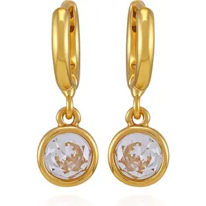 Vince Camuto Cubic Zirconia Drop Huggie Hoop Earrings - 14k Gold Plated