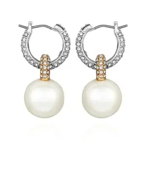 Vince Camuto Pearl Drop Hoop Earrings - Two Tone