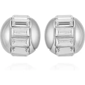 Vince Camuto Baguette Crystal Stud Earrings - Silver Tone