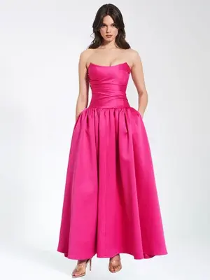 MISS CIRCLE NEW YORK Satin Strapless Corset Gown