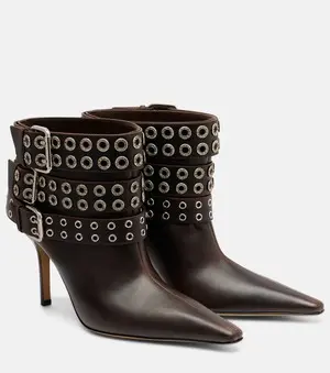 Mach & Mach Buckle Belt 95 Leather Ankle Boots