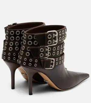 Mach & Mach Buckle Belt 95 Leather Ankle Boots