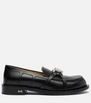 Mach & Mach Double Heart Leather Loafers