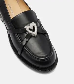 Mach & Mach Double Heart Leather Loafers