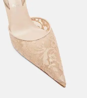 CHRISTIAN LOUBOUTIN Lace Slingback Pumps - Beige