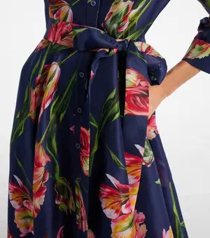 Carolina Herrera Floral Gazar Gown - Blue
