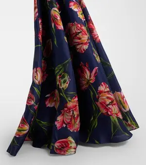 Carolina Herrera Floral Gazar Gown - Blue