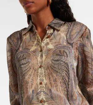 Zimmermann Hypnotic Paisley Silk Satin Shirt - Multicoloured