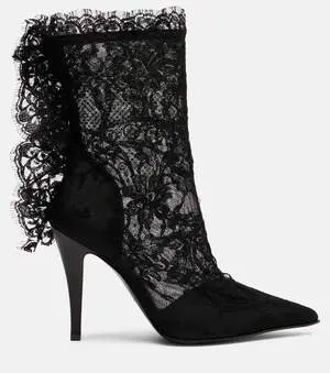 Alexander McQueen Heron 105 Lace Ankle Boots - Black