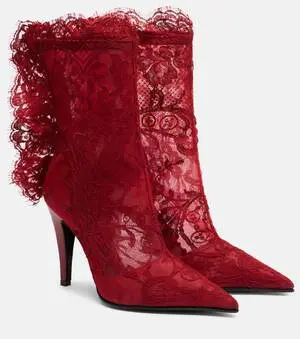 Alexander McQueen Heron 105 Lace Ankle Boots - Red