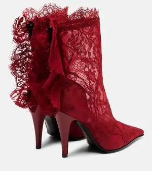 Alexander McQueen Heron 105 Lace Ankle Boots - Red