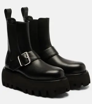 Alexander McQueen Sofa Buckle Leather Ankle Boots