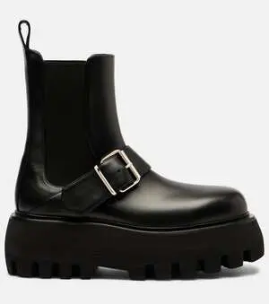 Alexander McQueen Sofa Buckle Leather Ankle Boots