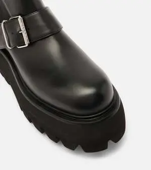 Alexander McQueen Sofa Buckle Leather Ankle Boots