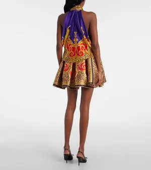 Versace Bow-detail Printed Silk Satin Top - Multicoloured