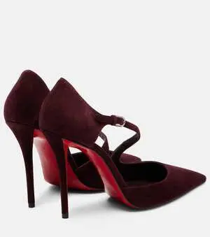 CHRISTIAN LOUBOUTIN Miss Ziggyta 100 Suede Pumps - Burgundy