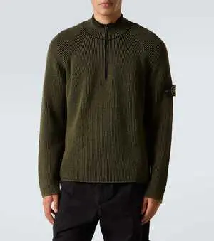 Stone Island Compass Wool And Cotton-blend Sweater