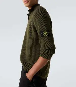 Stone Island Compass Wool And Cotton-blend Sweater