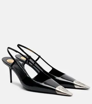 Saint Laurent Jeanne 75 Leather Slingback Pumps - Black