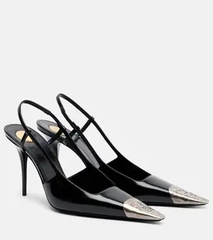 Saint Laurent Jeanne 90 Leather Slingback Pumps - Black