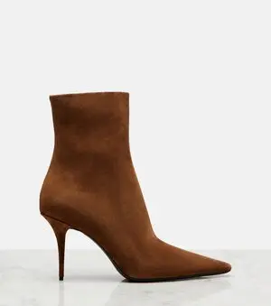 Saint Laurent Ashley 90 Suede Ankle Boots - Brown