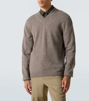Sunspel V-neck Wool Sweater - Brown