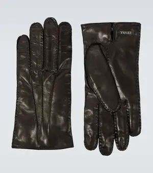 Zegna Cashmere-lined Leather Gloves - Black