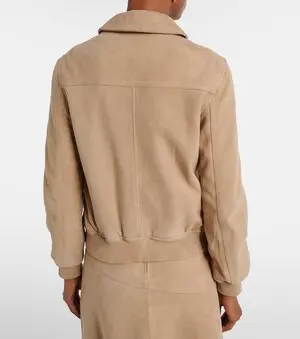 YVES SALOMON Suede Bomber Jacket - Beige